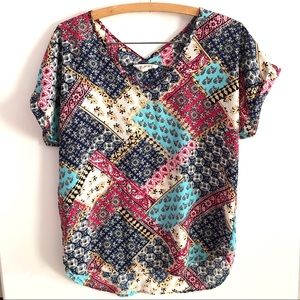 Pink Rose | Tops | Pink Rose Medium Cap Sleeve Quilt Print Top | Poshmark